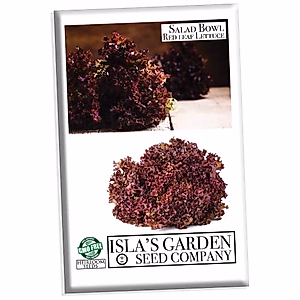 Salad Bowl Red Leaf Lettuce Seeds for Planting, 1000+ Heirloom Seeds Per Packet, (Isla's Garden Seeds), Non GMO Seeds, Botanical Name: Lactuca Sativa