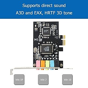 GODSHARK PCIe Sound Card, 5.1 Internal Sound Card for PC Windows 8 7 with Low Profile Bracket, 3D Stereo PCI-e Audio Card, CMI8738 Chip 32/64 Bit Sound Card PCI Express Adapter