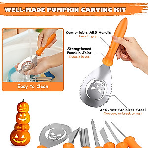 ZYSUN Pumpkin Carving Kit,Halloween Decorations Stainless Steel Pumpkin Carving Tools,Pumpkin Carving Kit for Kids Adults,Carver Tool with Carrying Bag,Family DIY Carving Pumpkins Gift (7PCS)