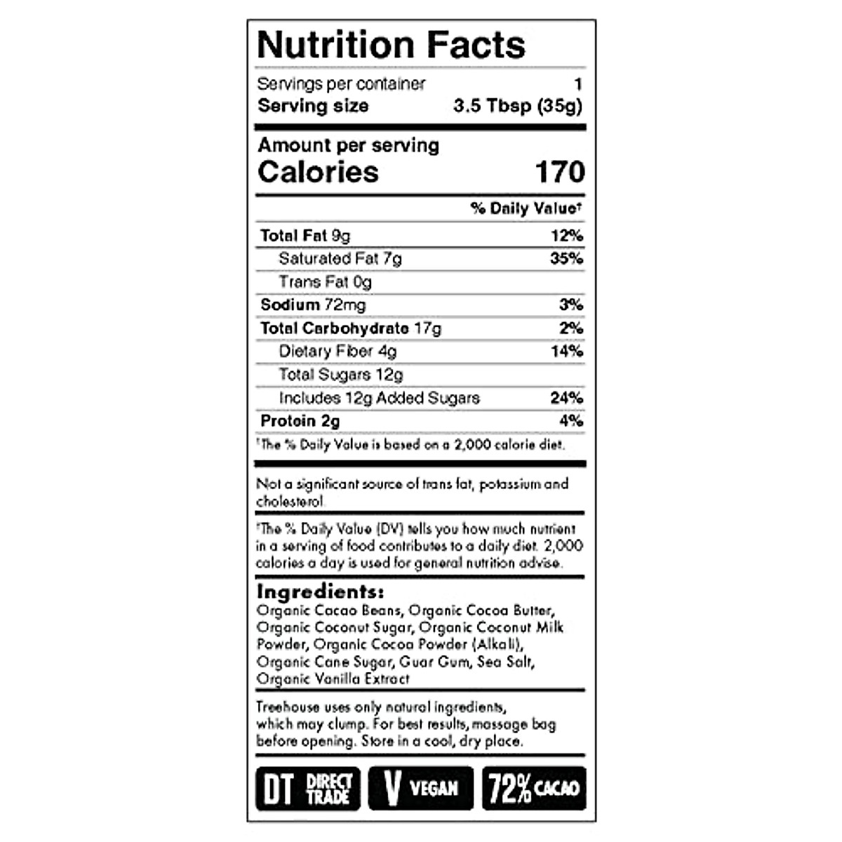 Treehouse Originals Organic Hot Chocolate | 72% Cacao Peruvian Dark Chocolate | Gluten-Free, Soy-Free, Hot Cocoa Mix | 1.2 oz (Coconut, 10 Pack)