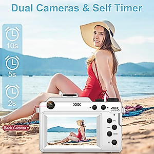 Digital Camera for YouTube 48MP Digital Camera for Photography Dual Cameras Video, 16X Digital Zoom, 32GB TF Card