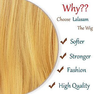 LALASAM Golden Princess Wig,3 Peice Set of Blonde Long Wavy Halloween Peach Cosplay Wig Costume Party Wigs with Crown,Wig Caps