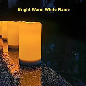 salipt Solar Powered Candles - 3.25" x 6" Waterproof LED Flameless Pillar Candle Set,Dusk to Dawn, Rechargeable Solar Battery Included,Waterproof for Patio Decor,Set of 4