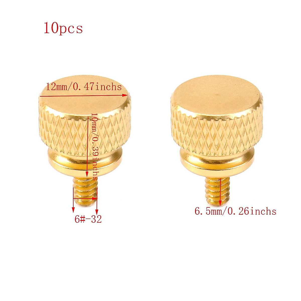 Mewutal 10 Pieces Anodized Aluminum Computer Case Thumb Screws, Thumb Screws, Knurled Hand Screws (Gold)