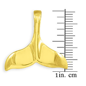 Solid 10K Yellow Gold Whale Tail Pendant or Charm (9/10" Long)