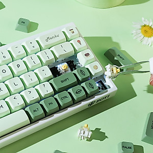 BOYI WK68 Hot Swappable RGB Mechanical Keyboard,Wireless Bluetooth 5.0/2.4G/Wired Type-C Tri-Mode PBT Sublimation Keycaps 65% Gaming Keyboard(Gateron Yellow Switch,Matcha XDA Keycaps)