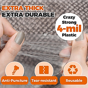 Heavy Duty Rug Storage Bag - Reusable Rug Shipping Bag, Waterproof Plastic Rug Cover - Fits Rolled Carpet Up to 6 x 9 Feet, 4 Mil Thick Tear Proof Plastic Storage Bag - 1 Clear Bag, 92 x 20 Inches