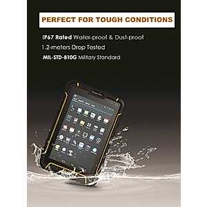 Rugged Enterprise Tablet with Barcode Scanner | Android 12 OS | 7-inch Big Touch Screen | with Honeywell N6603 2D Bar Code Reader Scan Engine, WiFi & 4G LTE, for Warehouse Inventory & Stock Control