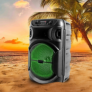 Technical Pro 8 Inch Portable 500 Watts Bluetooth Speaker w/Woofer & Tweeter w/Digital Processing, XLR to 1/4" for Karaoke (Black, Speaker)