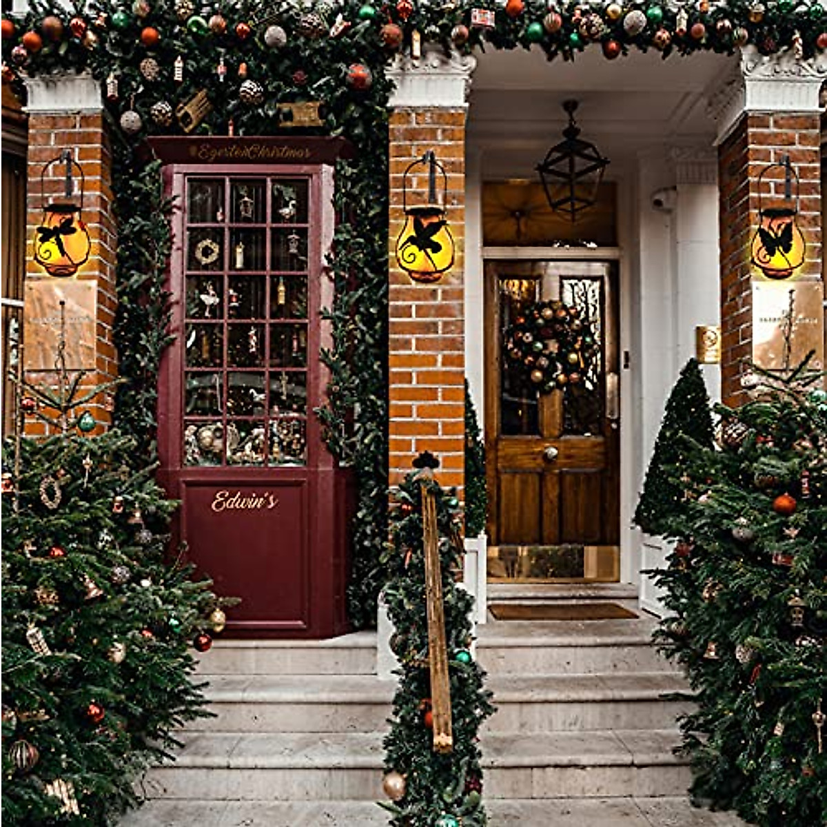 Solar Garden Lights Outdoor,Waterproof Metal Flame Lantern Hanging Lamp Garden Lawn Terrace Decoration, Solar Powered Suitable for Home,Garden,Yard,Party, Wedding, Festival (Pack of 2)