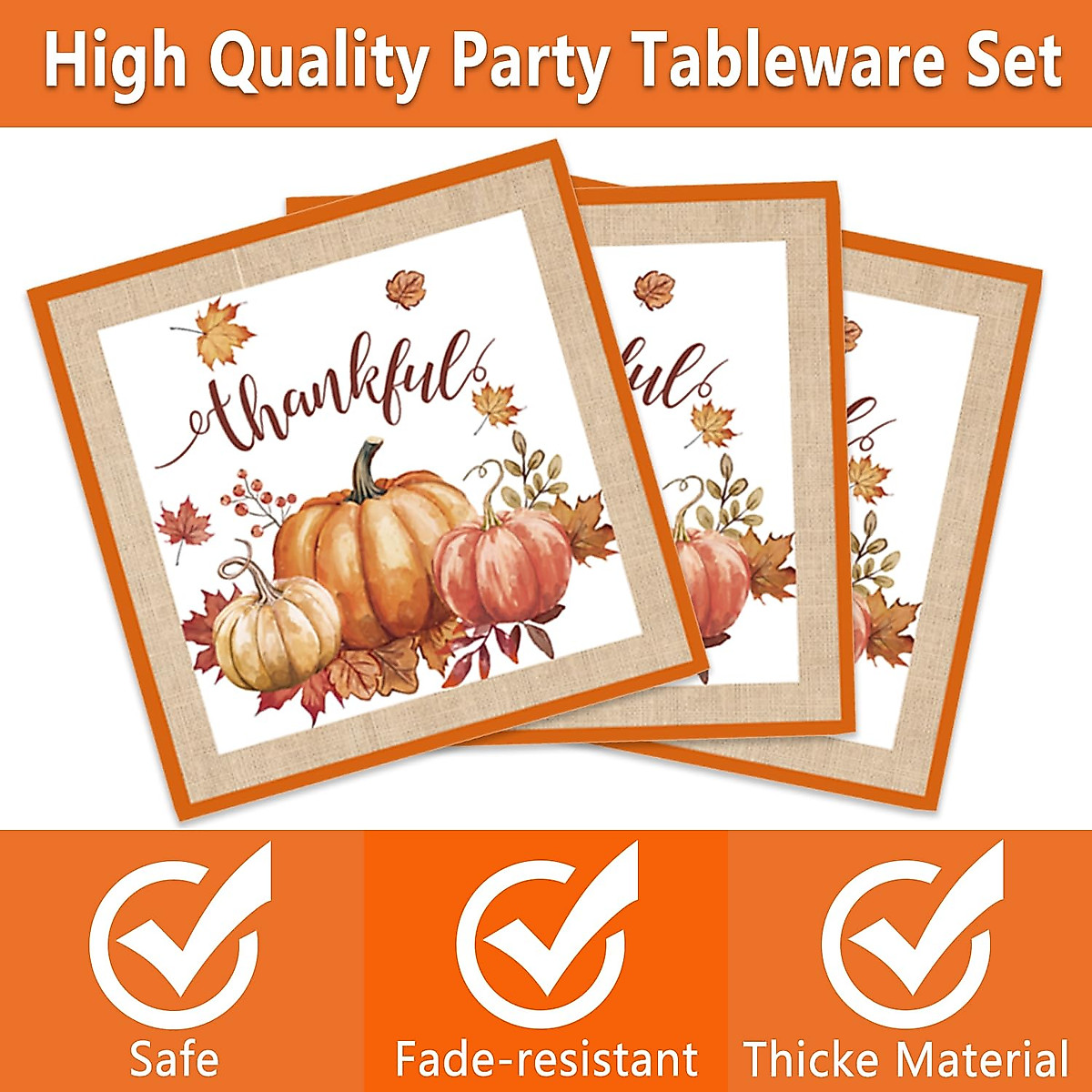 Daisy Flower Party Supplies Tableware Set White Daisies Flowers Summer Spring Theme Party Decorations Including Paper Plates Napkins Forks for Wedding Birthday Baby Bridal Shower (Orange,24 Guests)