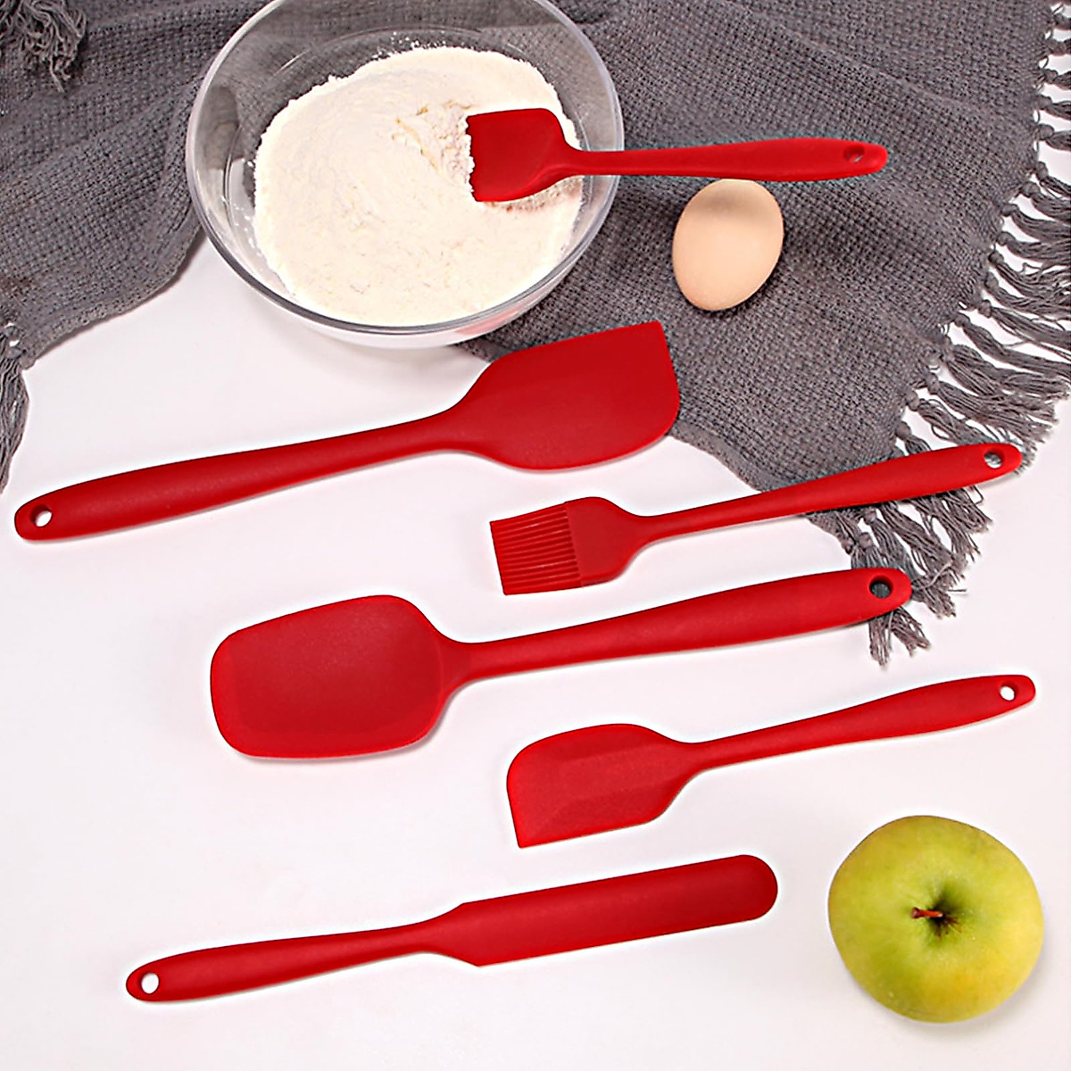 Food Grade Silicone Spatula Set of 6, High Temperature Resistant Seamless One Piece Design, Kitchen Utensils Nonstick for for Cooking, Baking and Mixing