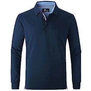 SWISSWELL Golf Shirts for Men Long Sleeve Work Polo Shirts Performance Athletic Shirts Navy 3XL