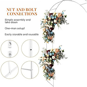 Adorox 7.8ft Backdrop Stand - Balloon Arch Kit, Stable Balloon Arch Frame, Metal Wedding Arch for Wedding Birthday Party Baby Shower Decoration(White)