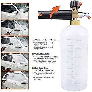 SZSXHX S400 Foam Cannon Gun 3000 PSI High Pressure Washer Foam Wash Gun Car Washer Gun With 7 Nozzles 1 M22 Adapter 1 Coral glove