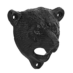 Raguso Iron Opener Black Bear Shape Cast Iron Opener Wall Mounted Beer Soda Glass Bottle Cap Opener Bottle Openning Tools For Kitchen Bar Restaurant Bottleopener