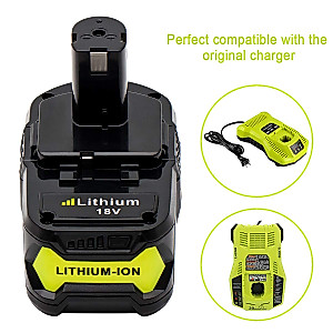 KINGTIANLE 1pack 6.0Ah 18V Replacement Battery for Ryobi 18V Lithium Battery P102 P103 P105 P107 P108 P109 Ryobi ONE+ Cordless Tool