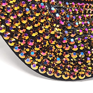 Bling Baseball Cap for Women with Full Diamond Design Adjustable Ladies Baseball Travel Cap (Gold-Pink)