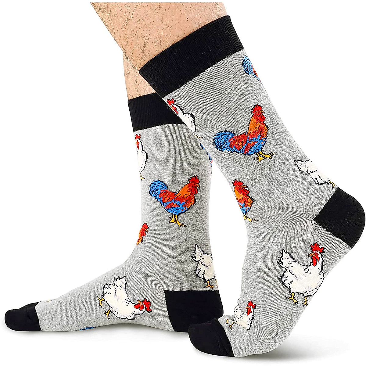 HAPPYPOP Funny Farmer Gifts Chicken Gifts Men, Chicken Wing Socks Farm Animal Rooster Socks Dad