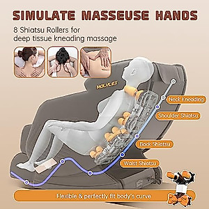 2023 Massage Chair Recliner, Zero Gravity Full Body Massage Chair with Airbags, Heating, Bluetooth Speaker and Foot Rollers (Black)