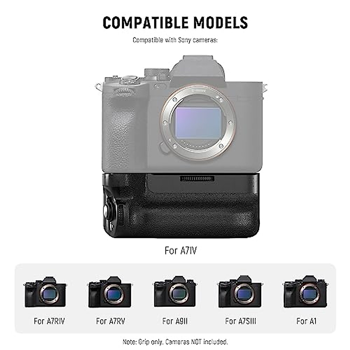 NEEWER Vertical Battery Grip Replacement for VG-C4EM with Two NP-FZ100 Batteries & Charger Kit, Compatible with Sony A7R V A7R IV A9 II A7 IV A7S III A1, BG A7IV