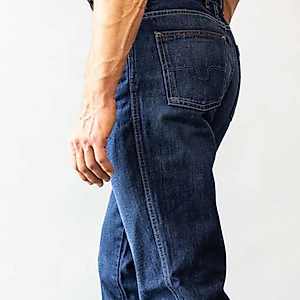 Kimes Ranch Men's Dillon Mid-Low Rise Relaxed Upper Thigh Wide Bootcut Hand-Sanded Integrated Knife Pocket Jean 36W/34L Indigo