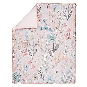 Lambs & Ivy Baby Blooms 3-Piece Pink Floral/Butterfly Baby Crib Bedding Set