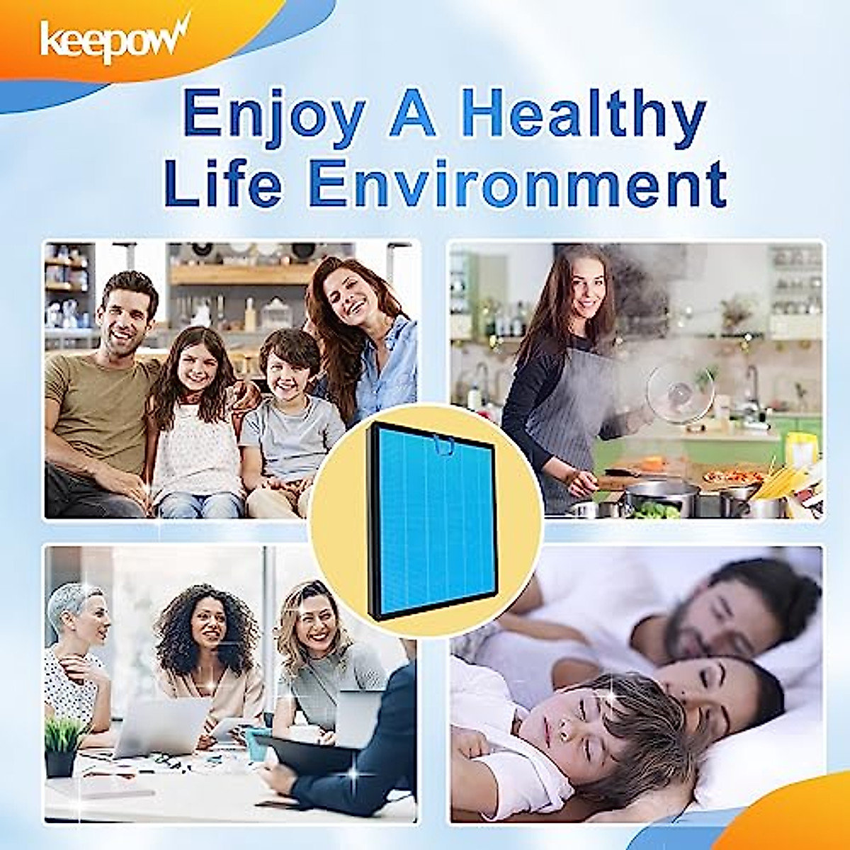 Keepow Vital 200S Replacement Filter Smoke Remover Compatible with LEVOIT Vital 200S Air Purifier 3-in-1 H13 Ture HEPA High-Efficiency Activated Carbon Air Filter Vital 200S-RF-PA 1Pack Blue
