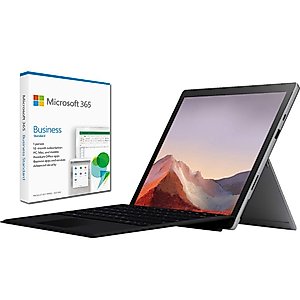 Microsoft QWU-00001 Surface Pro 7 12.3 inch Touch Intel i5-1035G4 8GB/128GB Platinum Bundle 365 Business Standard 1 Year Subscription for 1 User