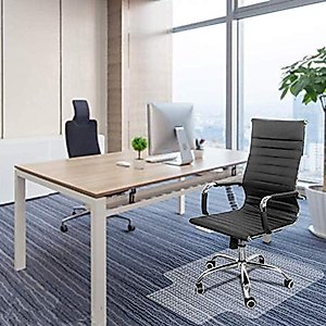 Kuyal Office Chair Mat for Carpeted Floors, Heavy Duty, Transparent Protects Floors Mats for Low and Medium Pile Carpets 36" X 48" with Lip, Good for Desks, Office and Home, Clear (36" X 48" with Lip)