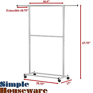 Simple Houseware Double Rod Garment Rack, Grey