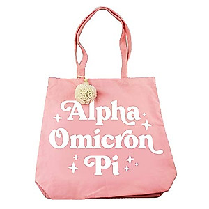 Sorority Shop Alpha Omicron Pi Retro Pom Pom Tote Bag