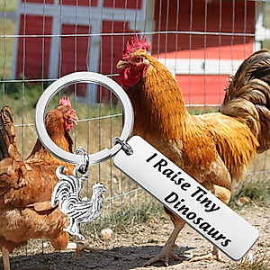 ENSIANTH Funny Chicken Lover Gift Chicken Keychain I Raise Tiny Dinosaurs Chicken Farmer Gift (I Raise Tiny Dinosaurs)