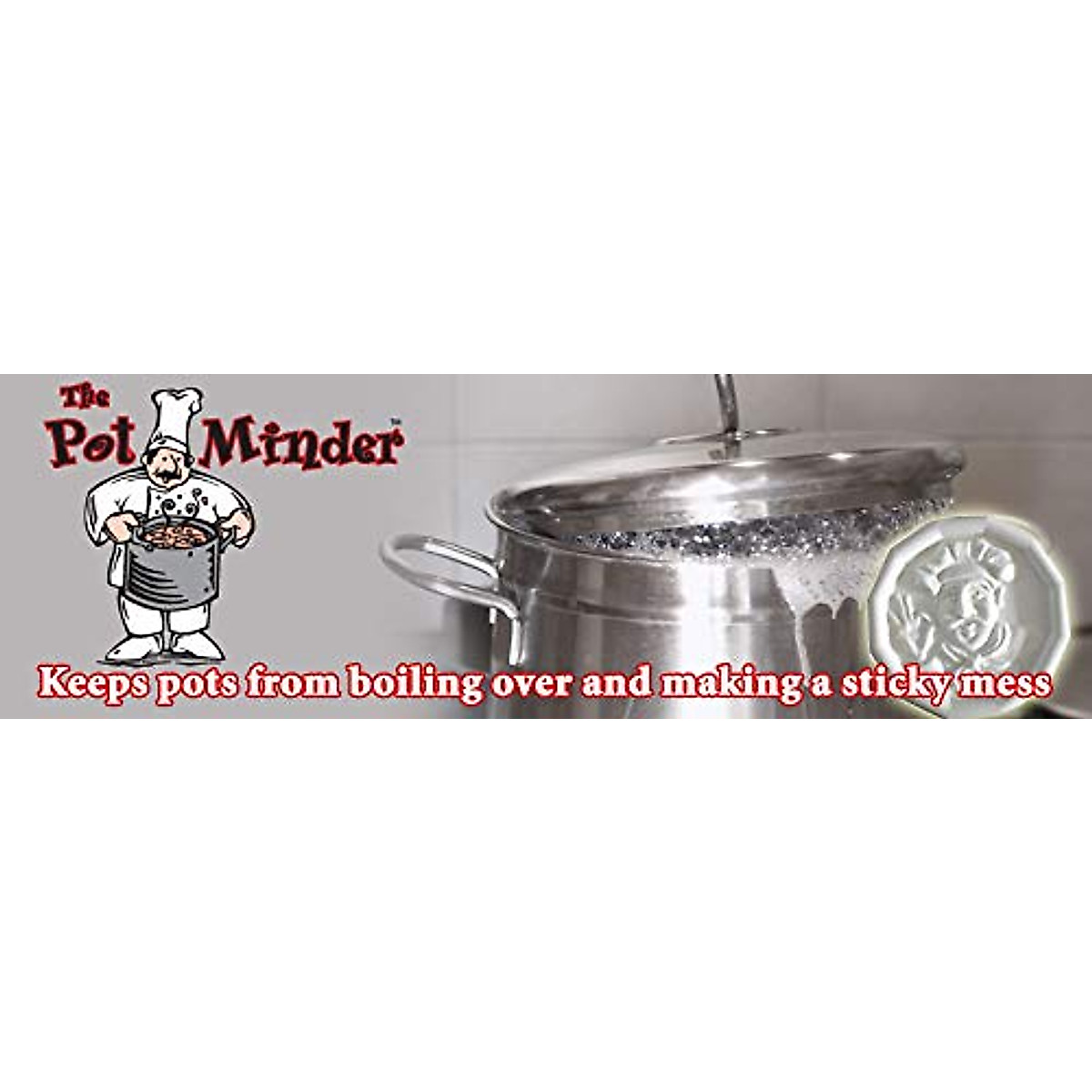 JBK Pottery Pot Minder Boil Disk (Keeps Starchy Foods From Boiling Over, Plus Adds Audible Cue to Boiling Water) - Set of 3