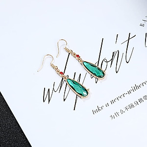 Howl's Green Crystal Drop Earrings Cosplay, Anime Costume Pendant Dangle Earrings, Green Water Drop Ear Accessories Gifts