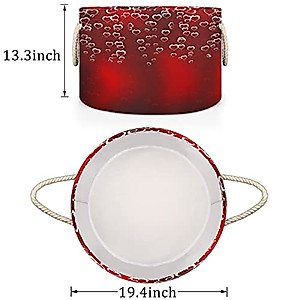 Valentines Day Love You Hearts Large Round Baskets for Storage Laundry Baskets with Handles Blanket Storage Basket for Bathroom Shelves Bins for Organizing Nursery Hamper Girl Boy