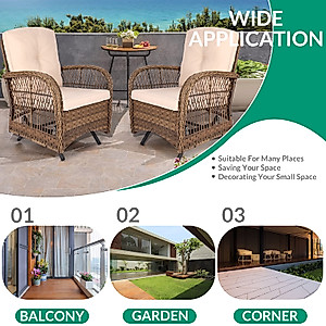 VIVIJASON 2-Piece Outdoor Wicker Glider Rocking Chair, Patio Rattan Swing Glider Chairs with Cushions & Steel Frame, All-Weather Gliding Lawn Wicker Furniture for Garden Backyard Porch