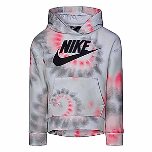 Nike Girl's Club Fleece Tie-Dye Hoodie (Little Kids) Hyper Pink 6 Little Kid