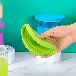 CINPIUK Ice Cream Pints, 4 Pack Containers with Silicone Lids & Covers Replacements for Ninja Creami Pints, Compatible with NC301 NC300 NC299AMZ Series Ice Cream Maker, Dishwasher Safe Containers