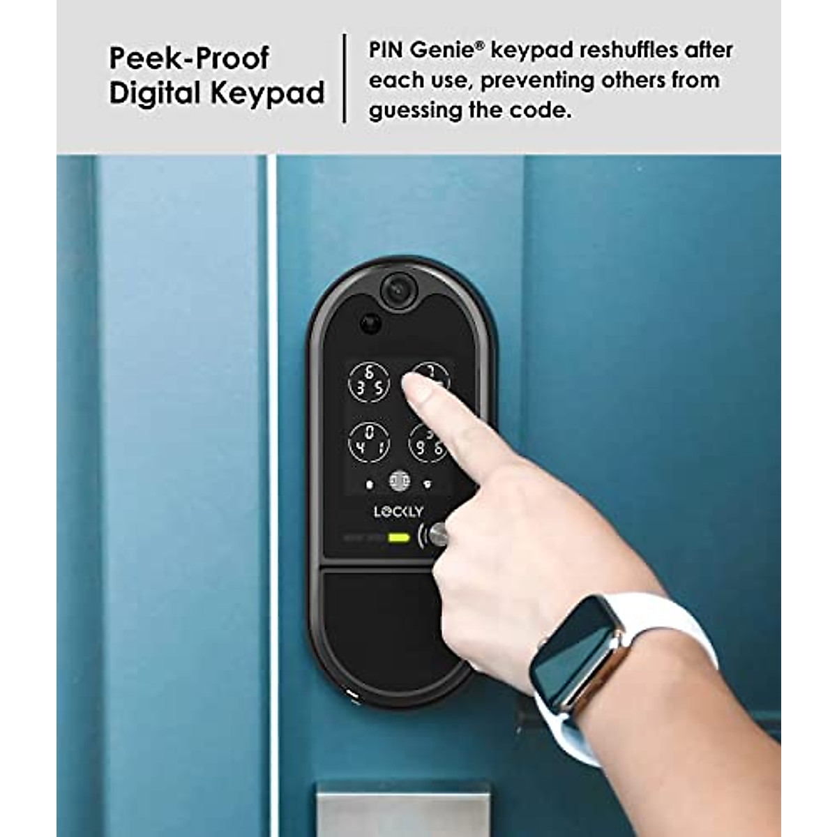 Lockly Vision Elite - WiFi Video Smart Lock with Night Vision Camera, Motion Sensor, Biometric Fingerprint, Voice Control, App Remote Control, Doorbell, Solar Panel, Digital Keypad, Matte Black