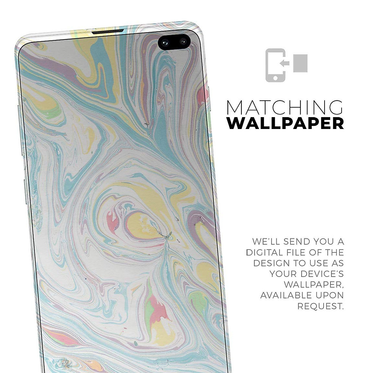 DesignSkinz Marbleized Swirling Candy Colors Protective Vinyl Decal Wrap Skin Cover Compatible with The Samsung Galaxy S20 (Screen Trim & Back Glass Skin)
