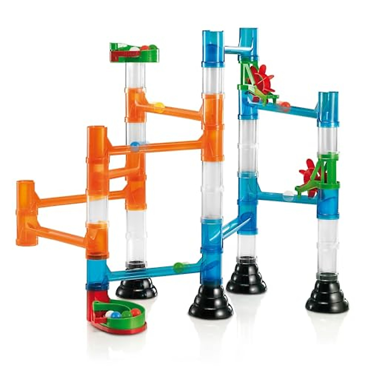 Quercetti Transparent Marble Run - 45 Piece Basic Building Set - Classic Construction Toy Perfect for Beginners Ages 4 and Up (Made in Italy)