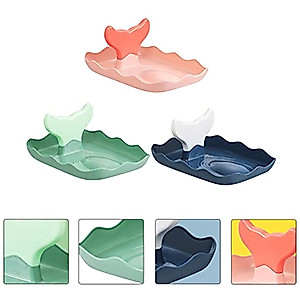 Hemoton 3Pcs Pot Lid Holder Stand Mermaid Fish Tail Spoon Rest Utensil Holder Pan Cover Rack Shelf Cutting Board Organizer Drip Tray for Spatula Ladle Phone 3 Colors