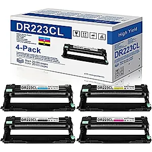 4-Pack(1BK+1C+1M+1Y) Compatible DR223CL Drum Unit Replacement for Brother DR-223CL DR223 Drum Works with Brother MFC-l3770CDW MFC-l3750CDW HL-l3290CDW HL-l3270CDW HL-l3210CDW Printer