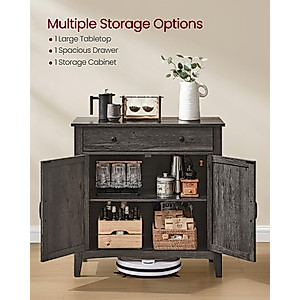 VASAGLE Coffee Bar Cabinet, Kitchen Storage Cabinet with Drawer, Farmhouse Cabinet Sideboard with Adjustable Shelf for Kitchen, Stone Gray UBBK341B02