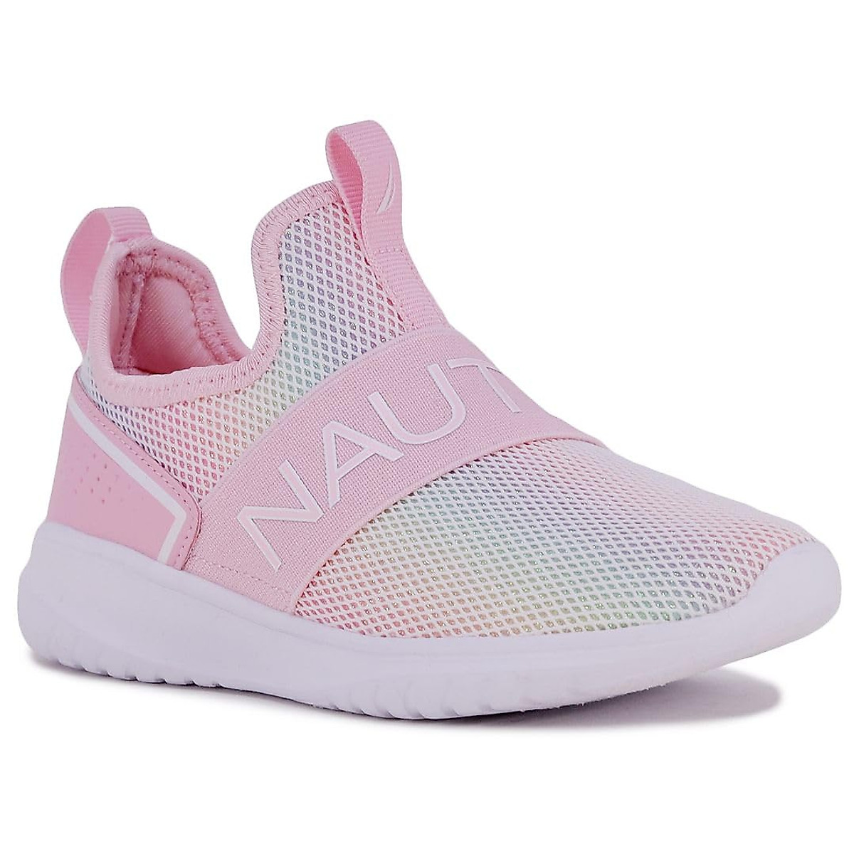 Nautica Kids Youth Athletic Fashion Sneaker Running Tennis Shoe Slip On- Boy - Girl Little Kid Big Kid-Aloise-Multi Pink Size-2