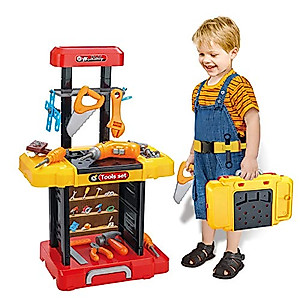 Kids Tool Bench with Electric Drill Toddler Workbench Tools Set for Kids Pretend Play Learning Toy Tool Set, Indoor & Outdoor Toys for 2 Year Old Boys Toy