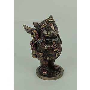 Veronese Design 5 1/4" Steampunk Aviator Flying Pig Resin Figurine Bronze Finish