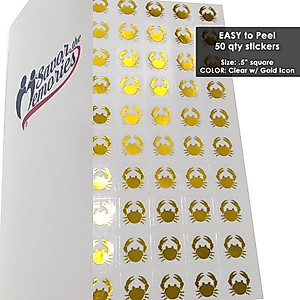 Crab Food Choice Stickers for Place Cards- Meal Stickers (Clear with Gold Icon) by Savor The Memories