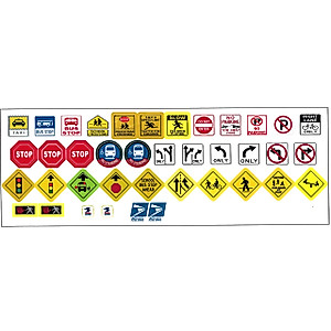 Educational Driving Traffic City Street Road Signs Stickers Set of 36 Vinyl Waterproof for Children 1:64 Scale HO, Arts & Crafts Supplies idea